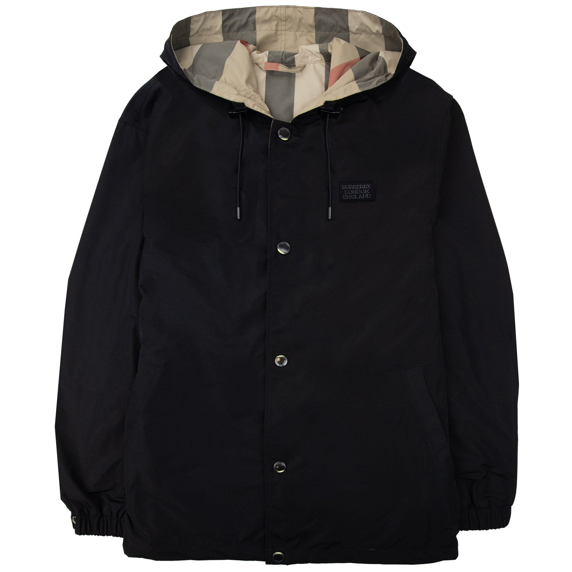 Burberry Reversible Check Hooded Jacket Black | ONU